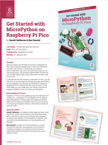 Bog - Get Started with MicroPython on Raspberry Pi Pico • RaspberryPi.dk Bog - Get Started with MicroPython on Raspberry Pi Pico • RaspberryPi.dk