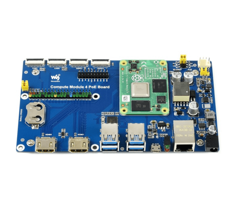 Waveshare Raspberry Pi Compute Module 4 IO Board med PoE • RaspberryPi.dk